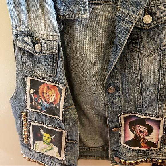 Brandy Melville | Jackets & Coats | Customized Horror Themed Denim Vest ...
